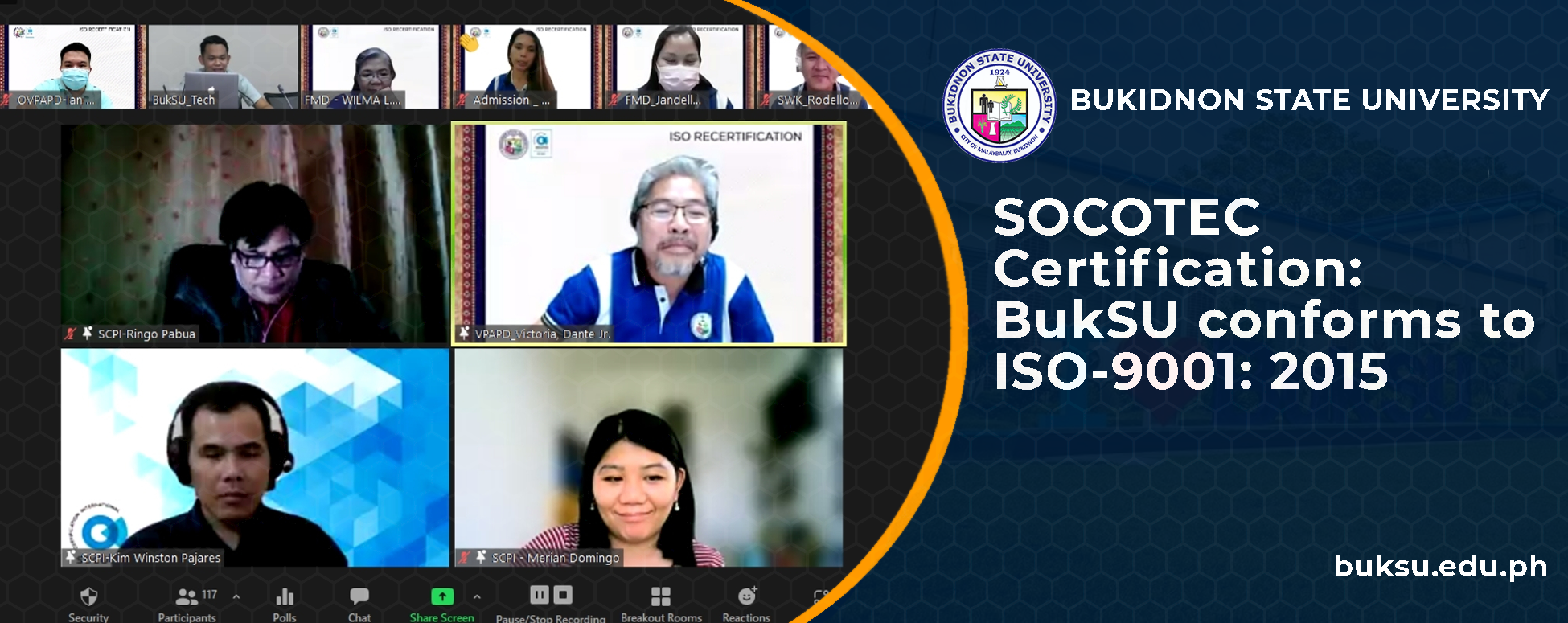 SOCOTEC Certification: BukSU conforms to ISO-9001: 2015 - Bukidnon ...