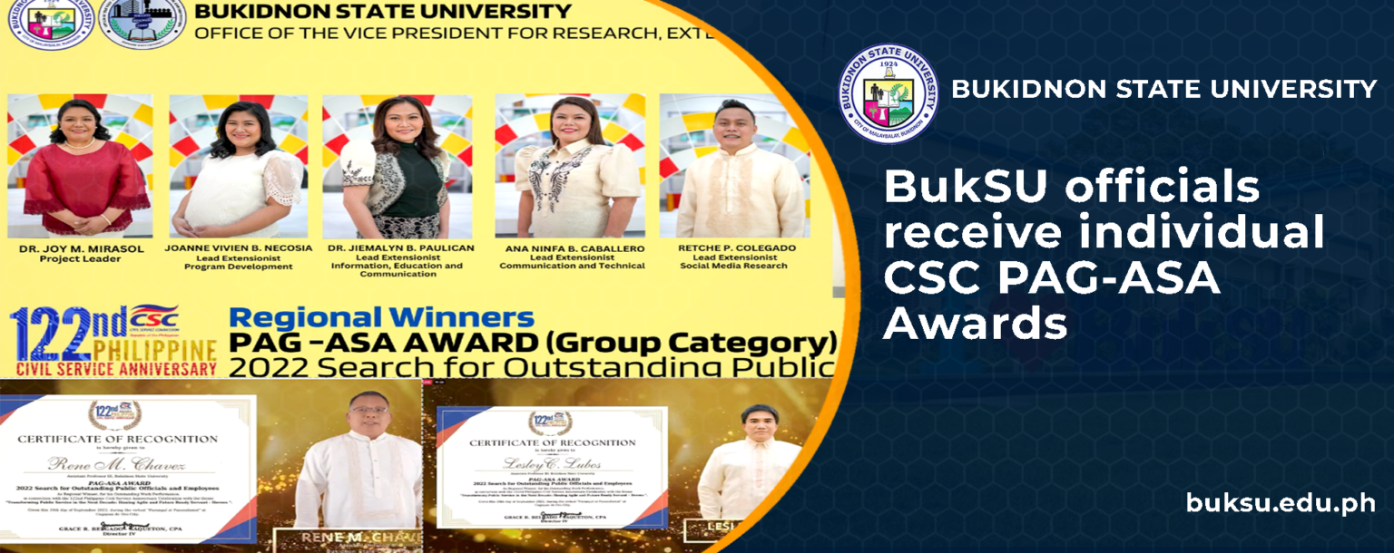 BukSU officials receive individual CSC PAG-ASA Awards - Bukidnon State University